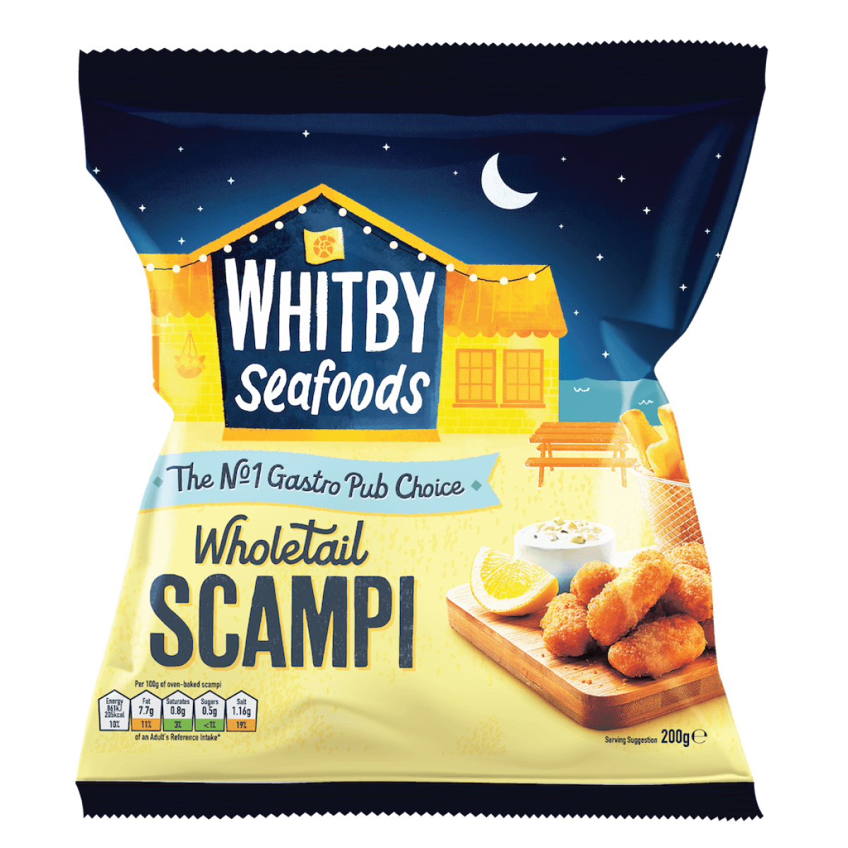 Frozen Wholetail Scampi, 200g - Whitby Seafoods - Home of Scampi