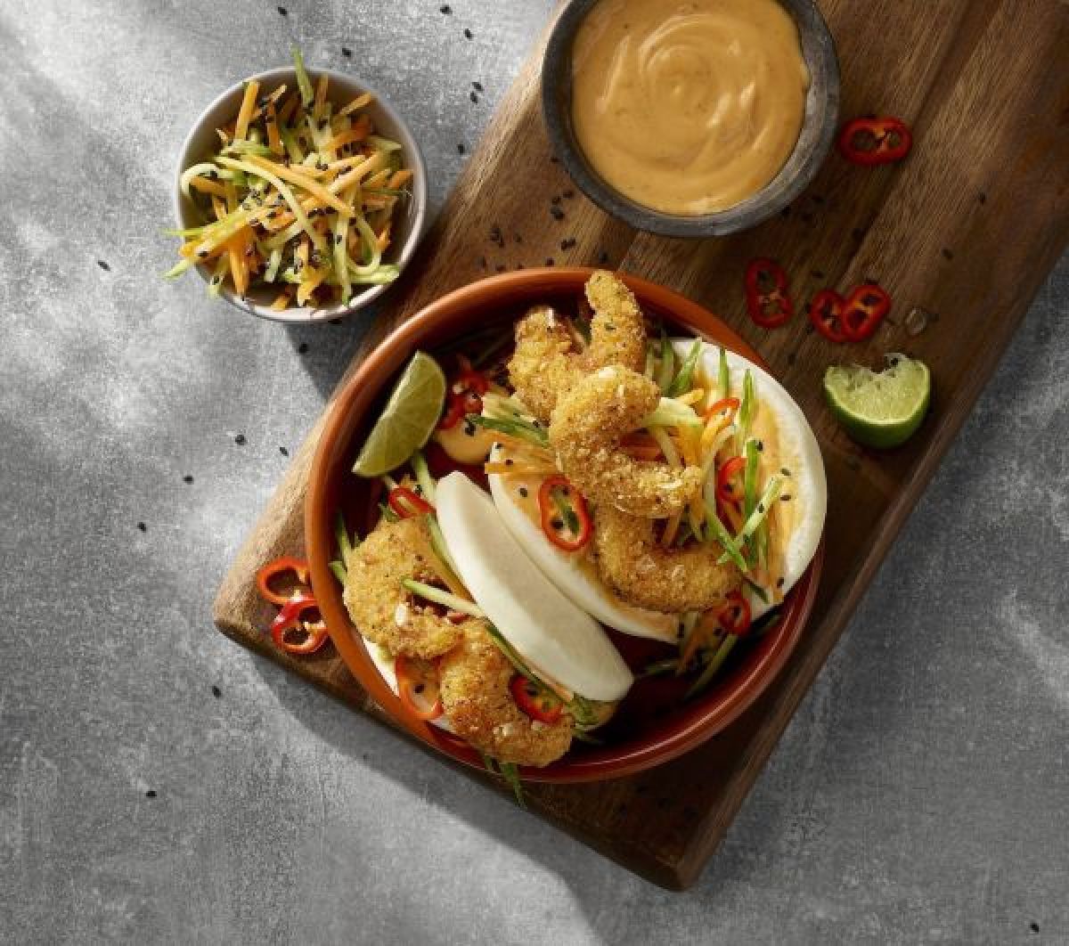 Loaded Thai Style Bao Buns - Whitby Seafoods - Home of Scampi